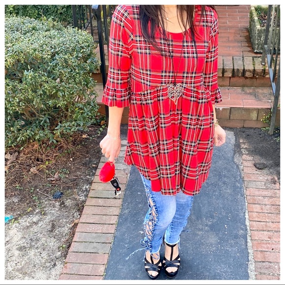 Boutique | Tops | Red Plaid Loose Fit Beautiful Tunic Top | Poshmark
